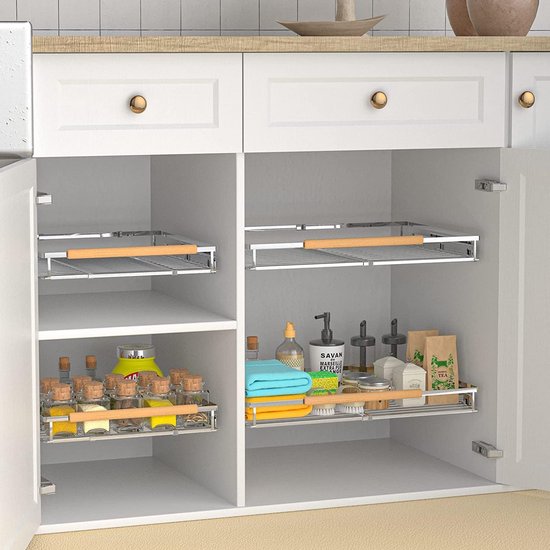 Uittrekbare kastorganizer 60-70 cm x 50 cm, zware metalen uitschuifbare ...