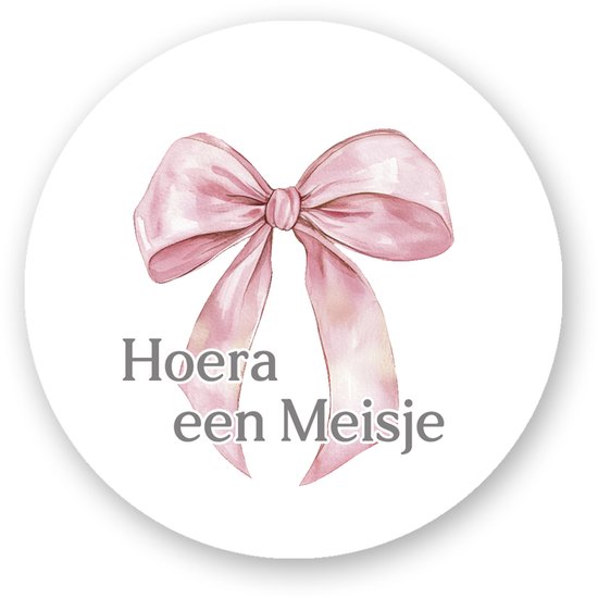 Sluitstickers – Hoera een Meisje – Roze Strik – 25 stuks- Pimp Studio | bol