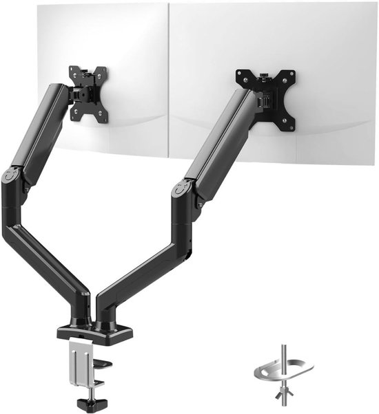 Monitor Arm 2 Schermen - Standaard - Verhoger - Zwart | bol