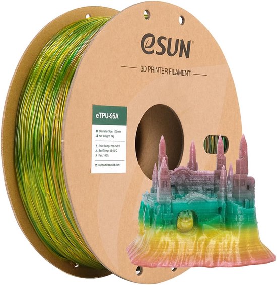 Flexibel TPU 95A 1.75mm Rainbow Filament 1KG voor 3D Printer ...