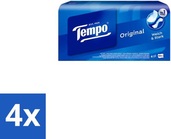 4 x Tempo – Tissues Box – Original - Tissue Doek - Zachte Tissues - 4 ...
