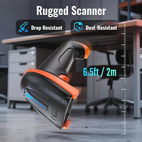 Draadloze 1D Laser Barcode Scanner - Oplaadbare Handheld Barcode Lezer ...