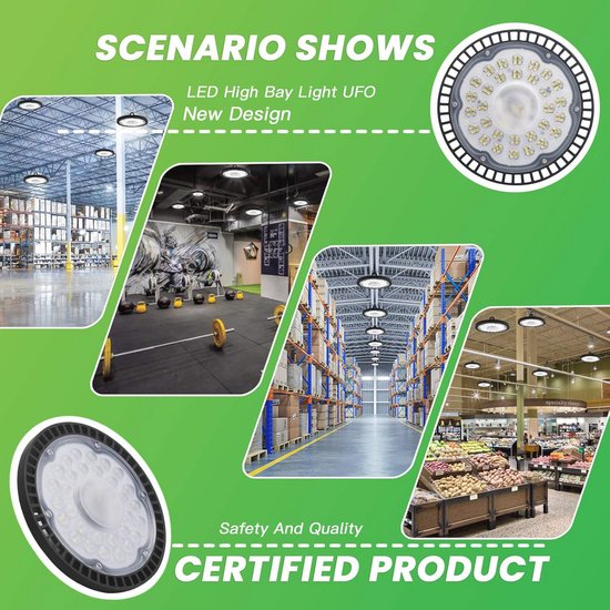 200W LED UFO High Bay Licht 20000LM Waterdicht Koud Wit 6000K ...