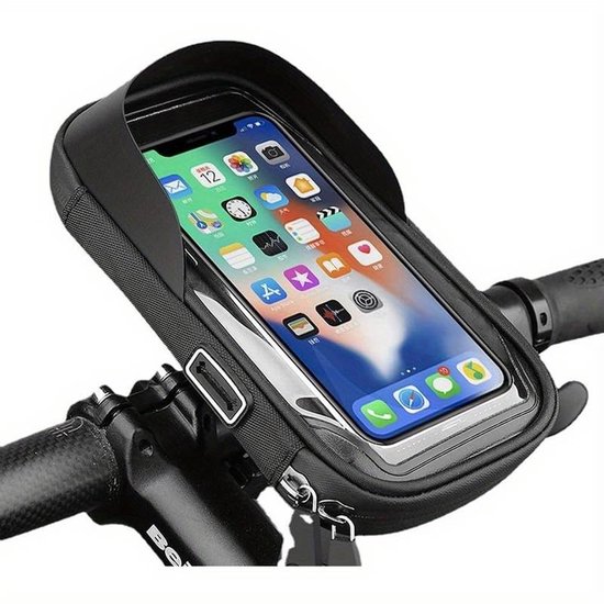 Fiets & Bromfiets Telefoonhouder met Opbergzak – Voorste Frame ...