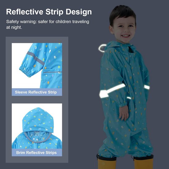 Waterdicht Eendelig Kinder Regenpak voor Jongens en Meisjes (1-10 Jaar ...