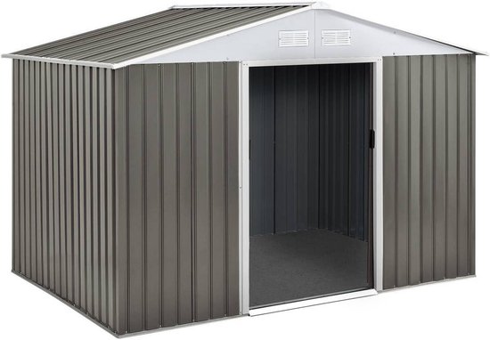 Metalen Tuinhuis 4m2 Taupe - Opslag Schuur met Schuifdeur en Ventilatie ...