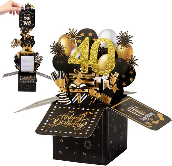 Unieke 3D Wenskaart 40 Jaar - Pop-up Verjaardagscadeau & Decoratie | bol