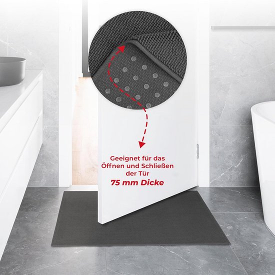 Grote Antislip Badmat 100% Katoen 51x86 cm Antraciet - Absorberend en ...