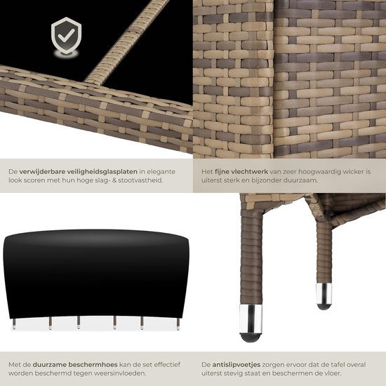Luxe Wicker Tuinset 6+1 met Tafel en Beschermhoes | bol