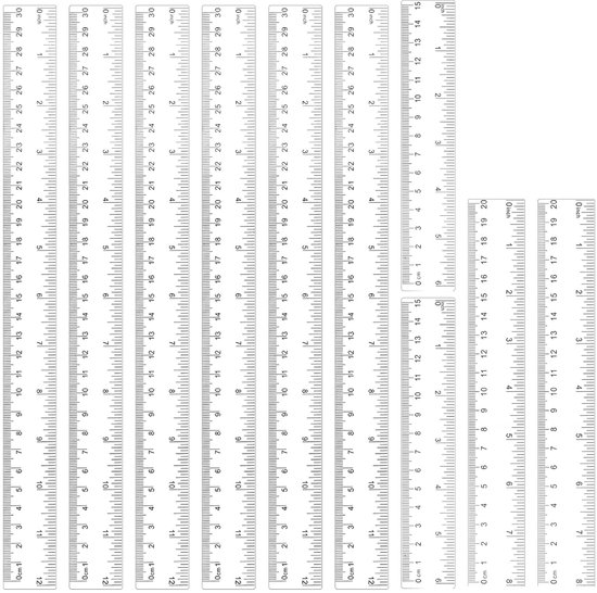 Set van 10 Transparante Linialen - Meetinstrument met Inch en Metric ...