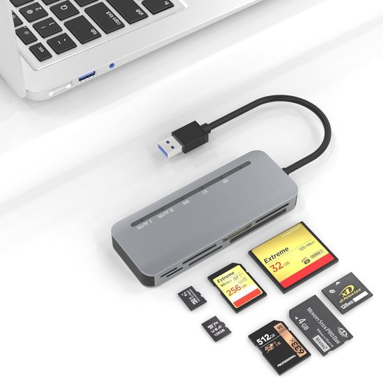 7-in-1 USB 3.0 Multi SD-kaartlezer voor 5 kaarten tegelijk | bol