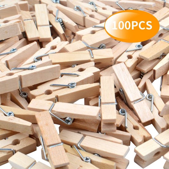 100x Kleine Houten Knijpers voor Knutselen, Foto's en Decoratie (3,5 cm ...