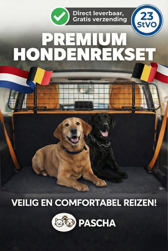 Pascha Hondenrek Auto – Universeel Hondenscheidingsrek voor Kofferbak ...