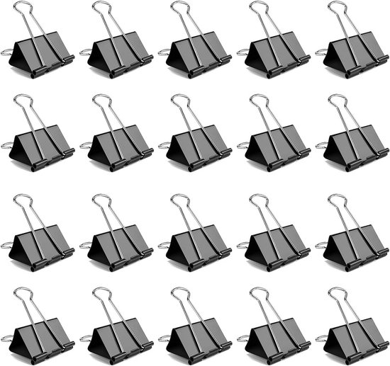 20x Zwarte Bulldog Clips 25mm Mini Klemmen - Sterke Vouwbare Binder ...