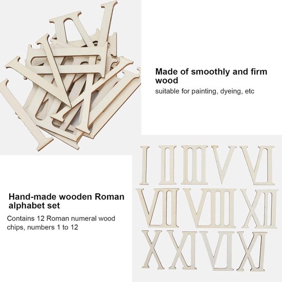 All4You - Houten Romeinse Cijfers Plakjes - Nummers Ornamenten - 12 ...