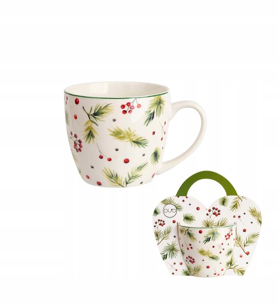 Duo Kerst Mok 460 ml 'Kerstblaadjes' - Feestelijke Collectie | bol