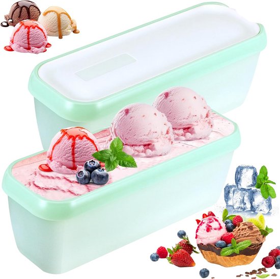 Ijsvormen met deksel, 2 stuks, 1,5 liter, Stapelbare Containers voor ...