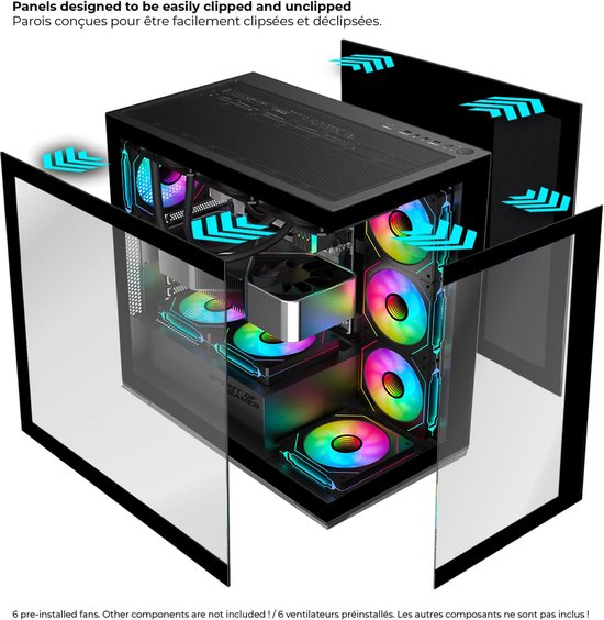Gamer PC Behuizing met Aquarium Look en 6 ARGB Fans - ATX, mATX, mITX | bol