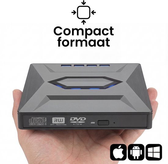 Externe DVD Speler Premes - USB 3.0 - DVD’s & CD’s Branden en Lezen ...