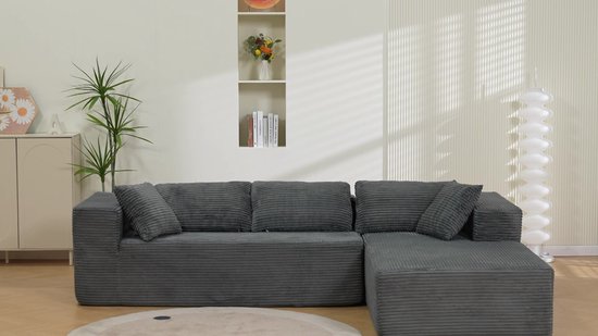 COMHOMA - 105 Inch Modulaire Bank - Diepe Zitting - L-vorm - Corduroy ...
