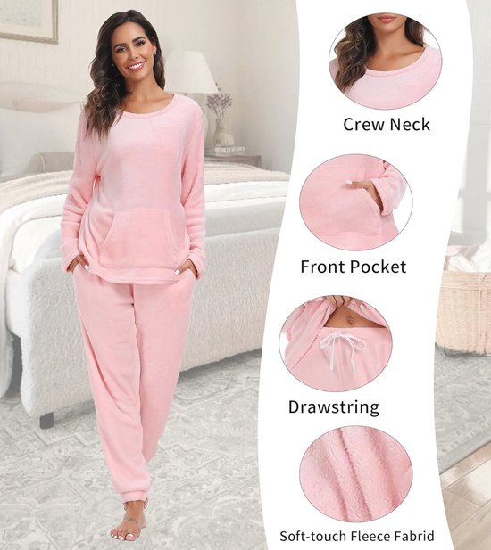 Dames Flanellen Winter Pyjama Set - Lange Tweedelige Huispak | bol