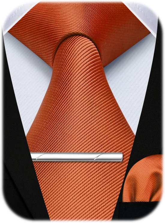Effen Stropdas en Pochet Set voor Mannen - Klassieke Strikdas Klem ...