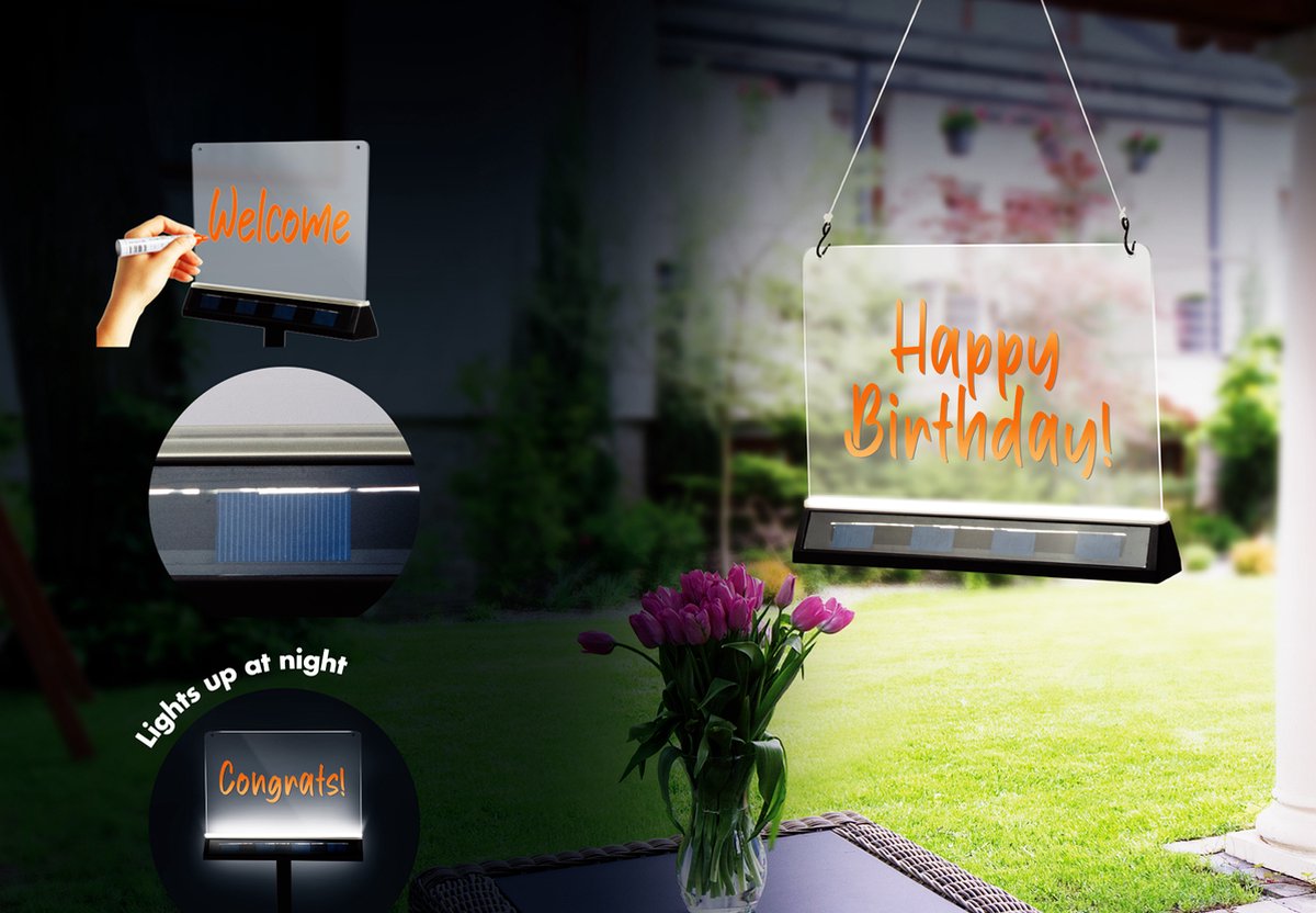 Solar LED Display schrijfbord buiten - Draadloos op zonne-energie ...