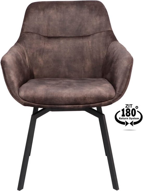 Haluta Draaibare Eetkamerstoel Lisa – Donker grijs - Outlet | bol.com