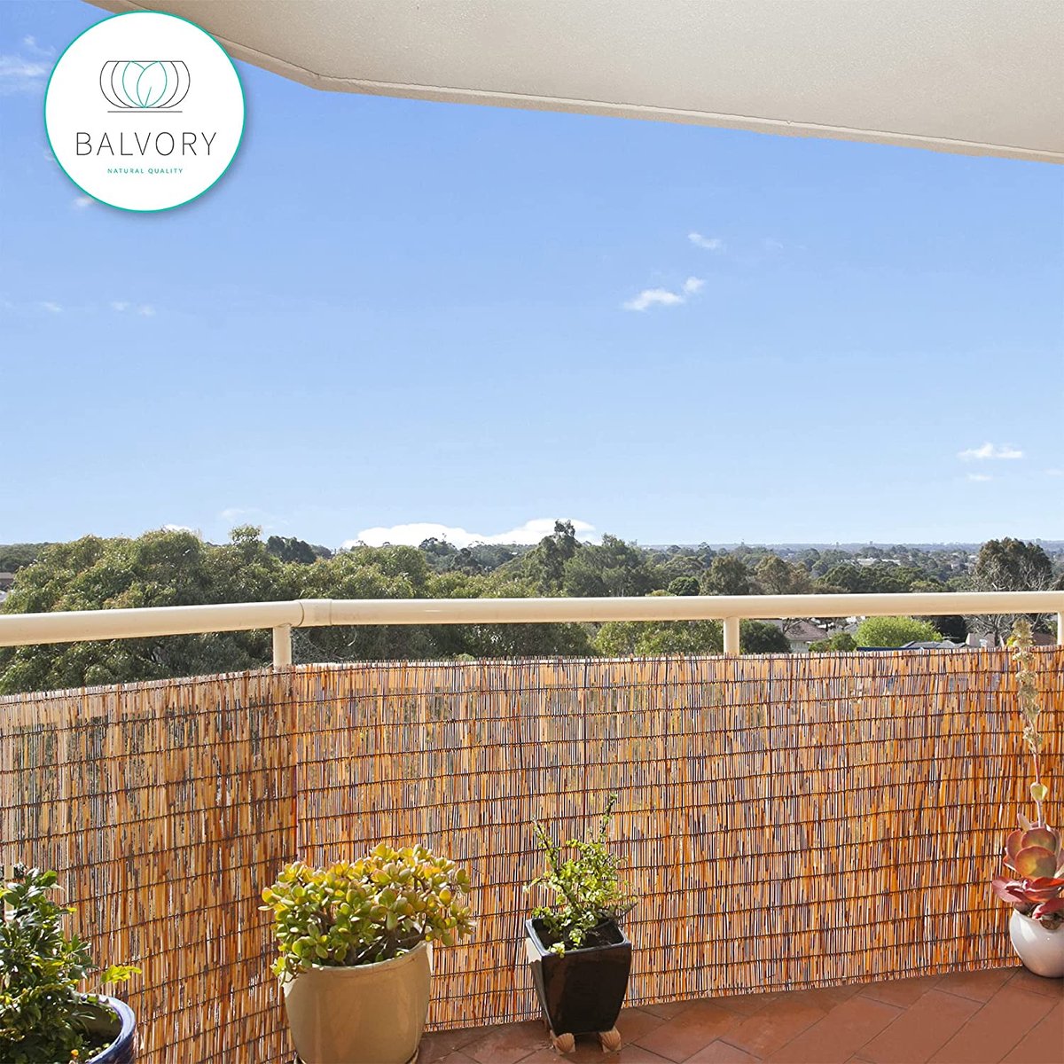 Balkonscherm van riet voor tuin en terras, 100 x 500 cm, 100% ...