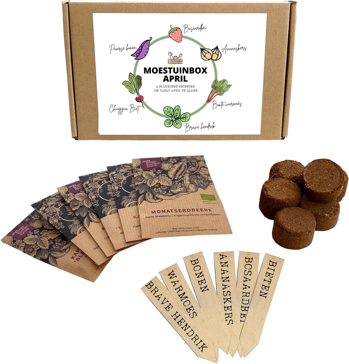 Moestuinbox April - zaden pakket - biologische zaden - 6 bijzondere moestuin zaden om... | bol