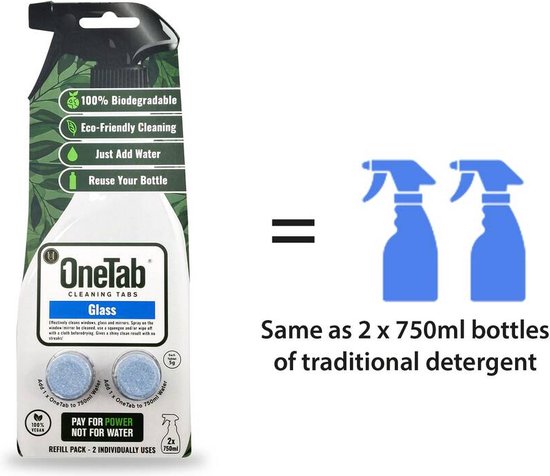 Onetab cleaning tabs one tab - glas - ecofriendly - voor 2x 750 ml ...