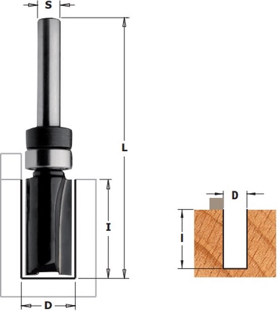 RStools HM bovenfrees Ø 16 x 32 / 77 mm. S=Ø8 + lager op schacht | bol