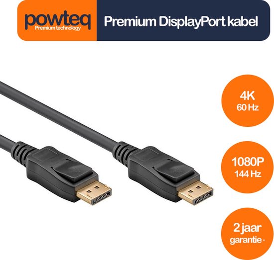Powteq - 10 meter premium displayport kabel - Displayport 1.2 - Gold ...
