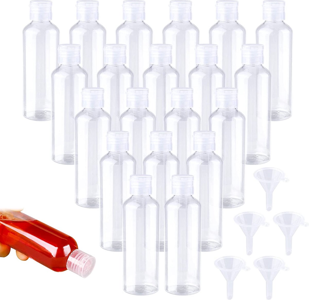 Vegena Set van 20 reisflessen, 100 ml, lege plastic flessen om te ...