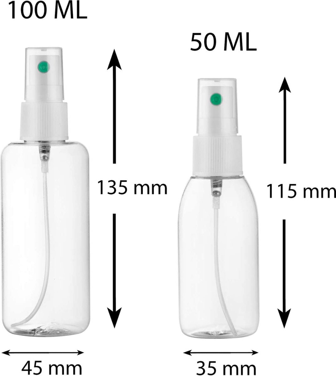 Spuitfles Klein Leeg met Verstuiver | Navulbare Spray fles 100 ml x 2 en 50ml x 3 met... | bol