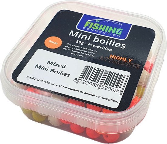 Mini Boilies (pre-drilled) 'Mix' 9mm - 50g - Method Feeder Aas/voer ...