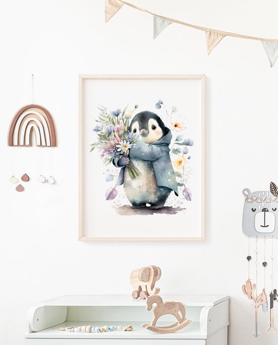 Poster pinguin-posters-A3 formaat-watercolours spring-winter... | bol.com