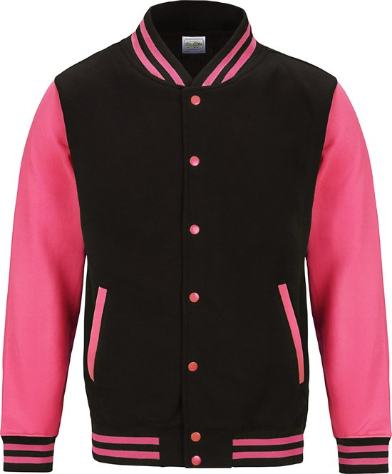 AWDis Just Hoods Electric Roze /Zwart Varsity Jacket *Maat XS | bol.com