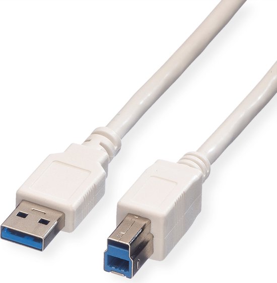 VALUE USB 3.2 Gen 1 kabel, type A-B, wit, 0,8 m | bol