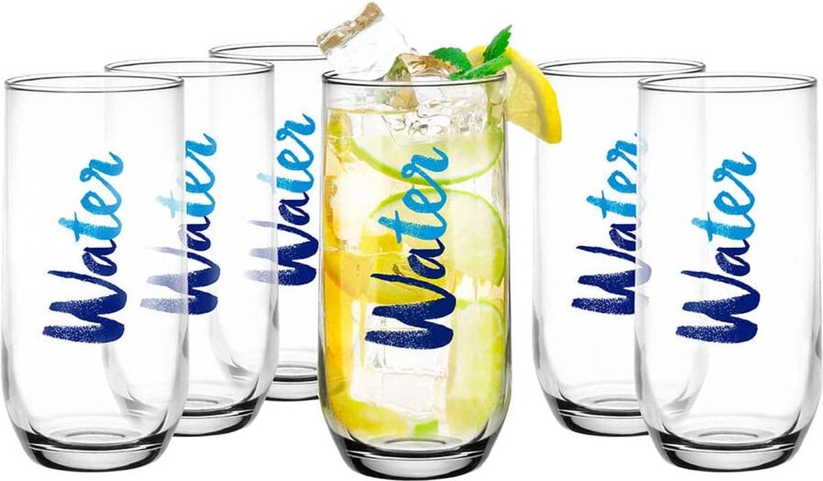 400 ml, set van 6, waterglazen, glazen met decoratie, sapglazen, drinkglazen,... | bol.com