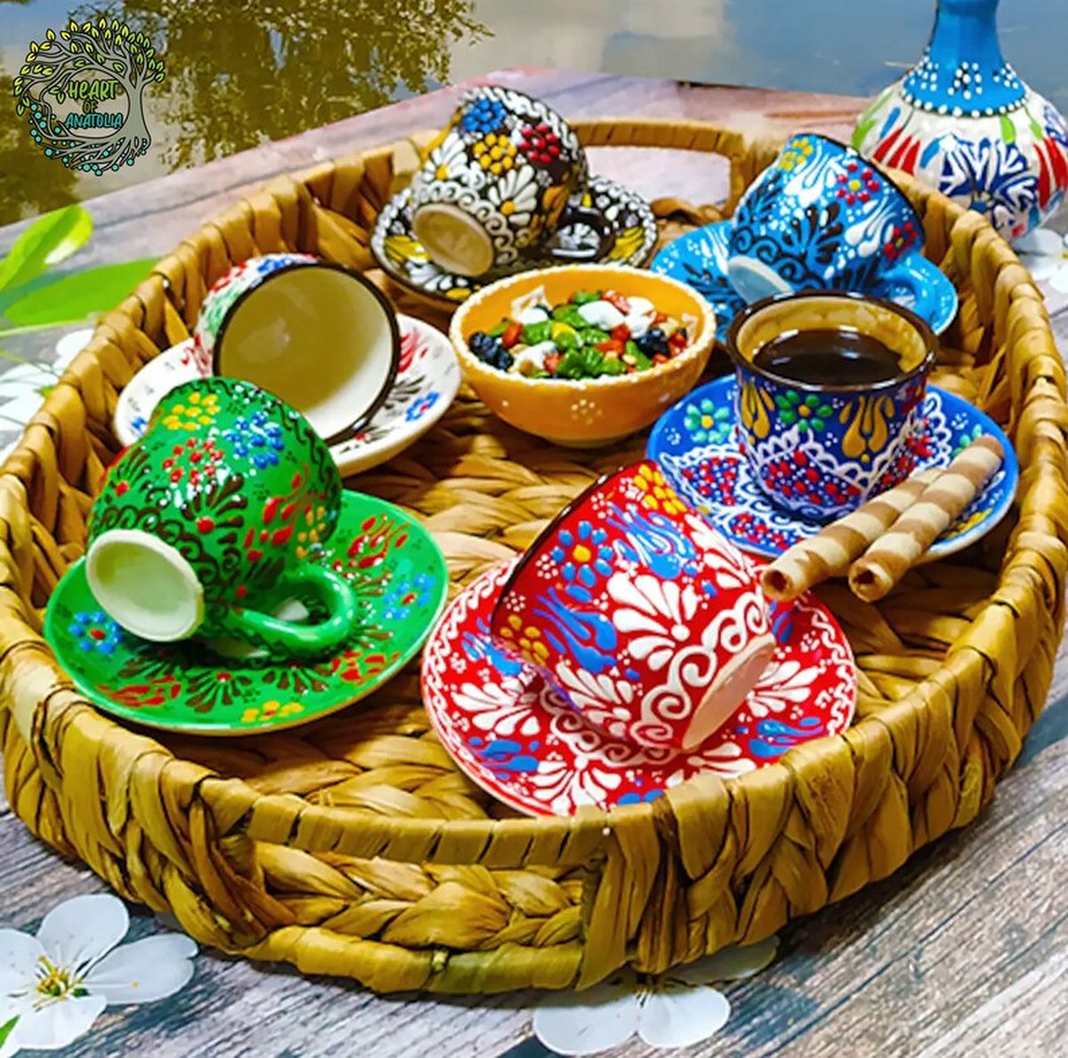 Handgemaakte keramische koffie espresso mok set van 6 | Turkse koffie ...