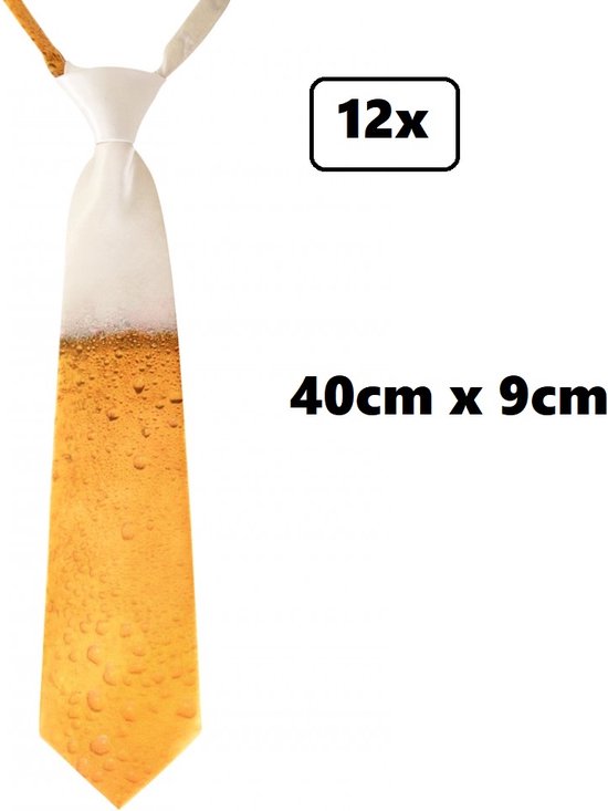 12x Stropdas Bier - Bier feest Apres ski Oktoberfest Carnaval gele ...