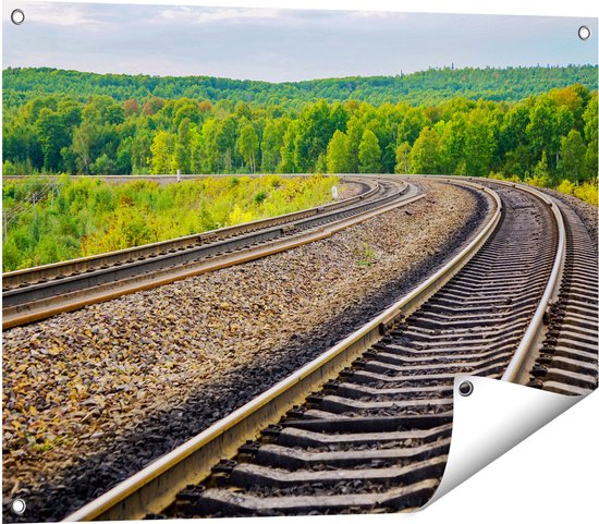 Gards Tuinposter Rails Spoorwegen in een Bocht - 80x60 cm - Tuindoek ...