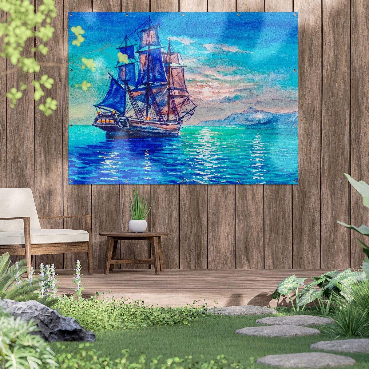 Gards Tuinposter Oude Piratenschip Zeilboot Getekend - 160x120 cm ...