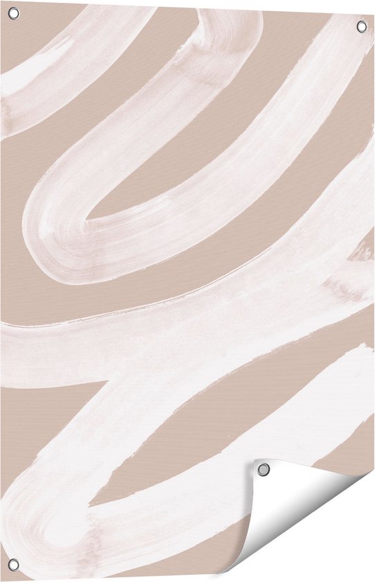Gards Tuinposter Abstracte Kunst - Witte Strepen op Beige - 60x80 cm ...