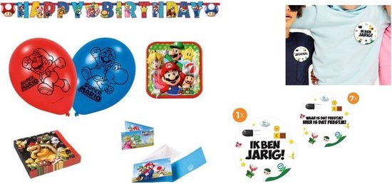 Super Mario - Verjaardag - Feestpakket - Feestartikelen - Versiering ...