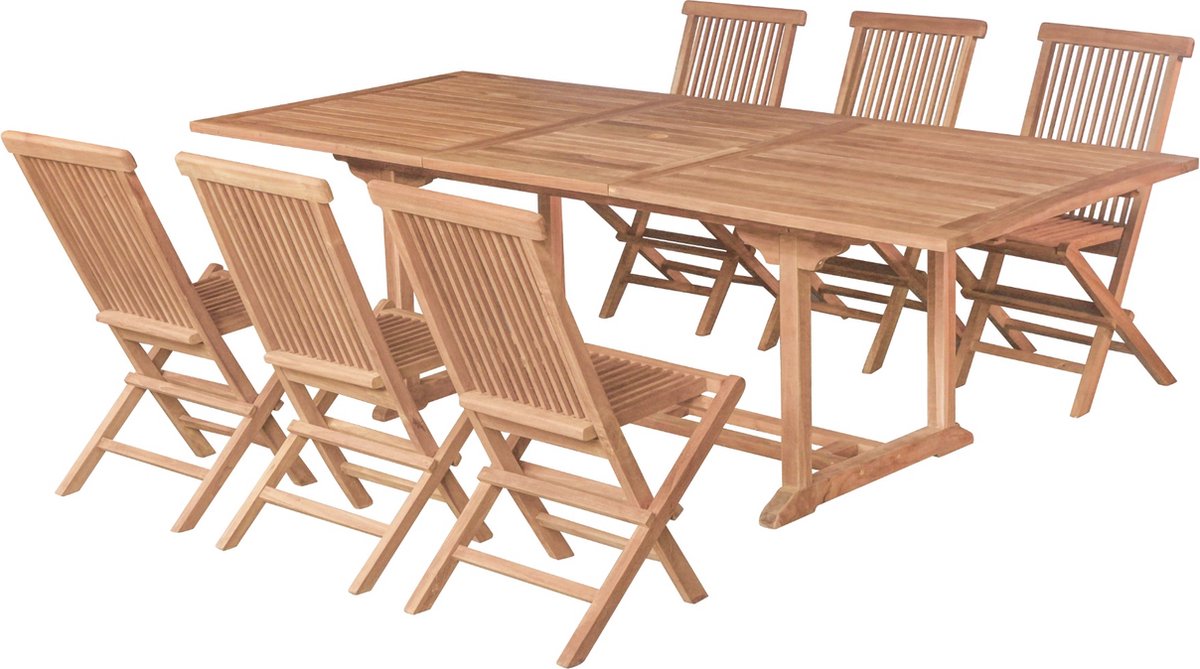 Teakea - Teak Tuinset Tenerif | Rechthoekige Uitschuifbare Tuintafel ...