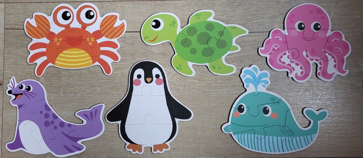 Puzzels 6 in 1 - 6 puzzels in blik - Puzzel waterdieren - Puzzel voor ...
