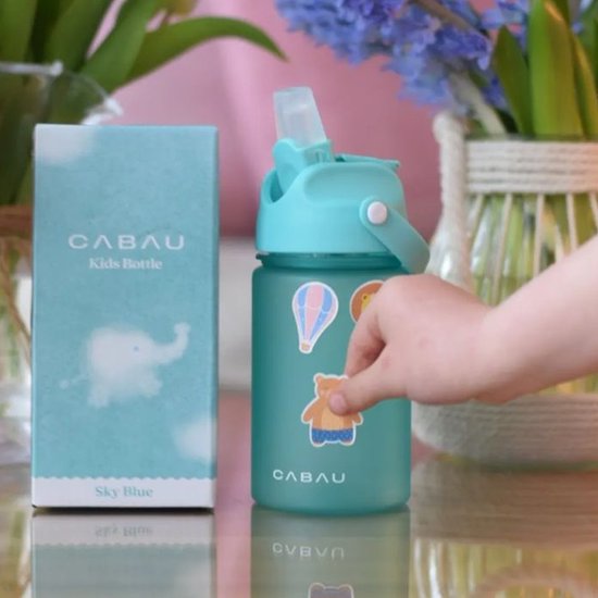 Cabau Kinderfles | Drinkfles voor kinderen | 400 ml | Blauw | Handige ...