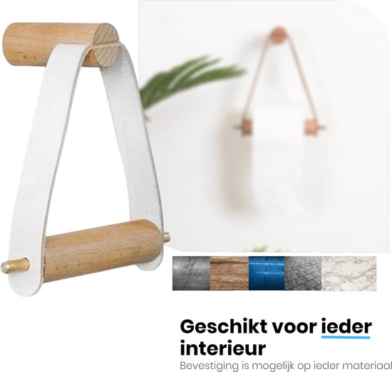 Jelta - Toiletrolhouder zonder te boren - leer - Wc Rolhouder - Zuignap ...